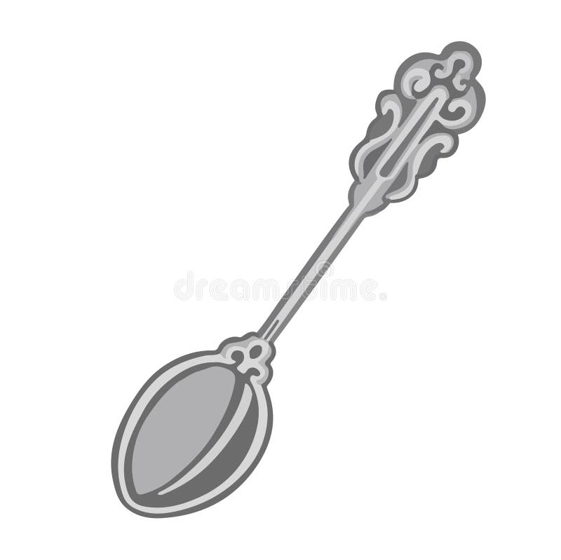 Silver Retro Spoon Hand Drawn Illustration Vector Stock Vector ...