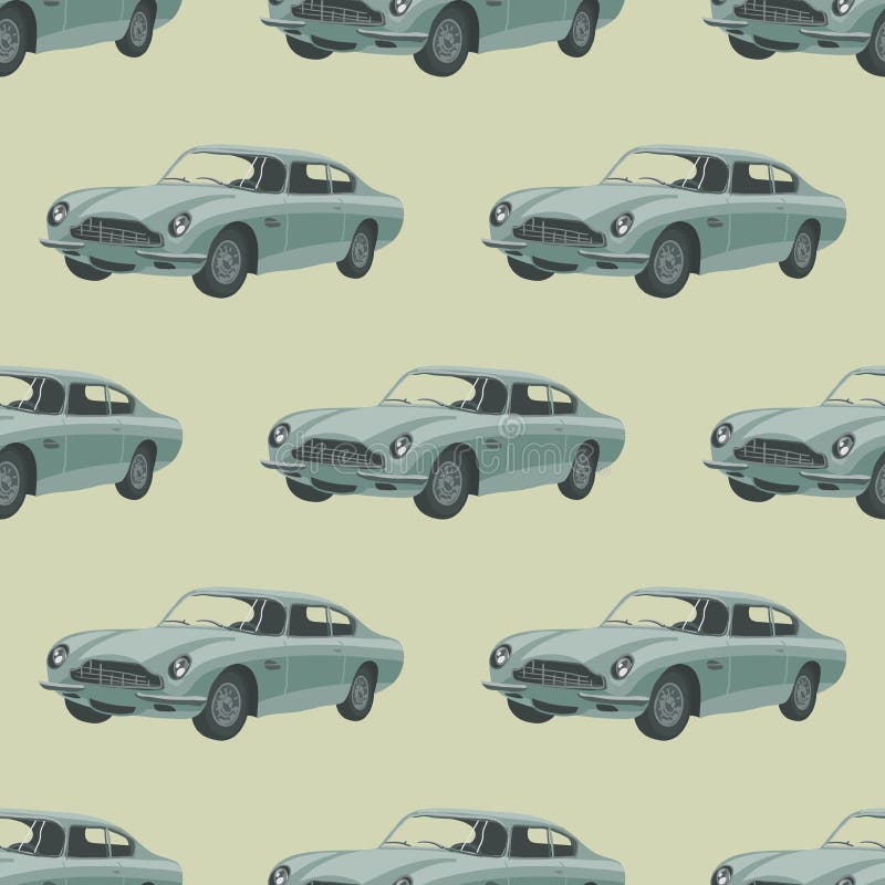 Silver Retro Sport Car. Seamless Pattern with Car. Stock Vector ...