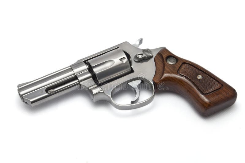 Silver Revolver on White Background Stock Photo - Image of revolver ...