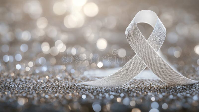 Silver Ribbon Awareness Symbol on Glitter Background Stock Illustration ...