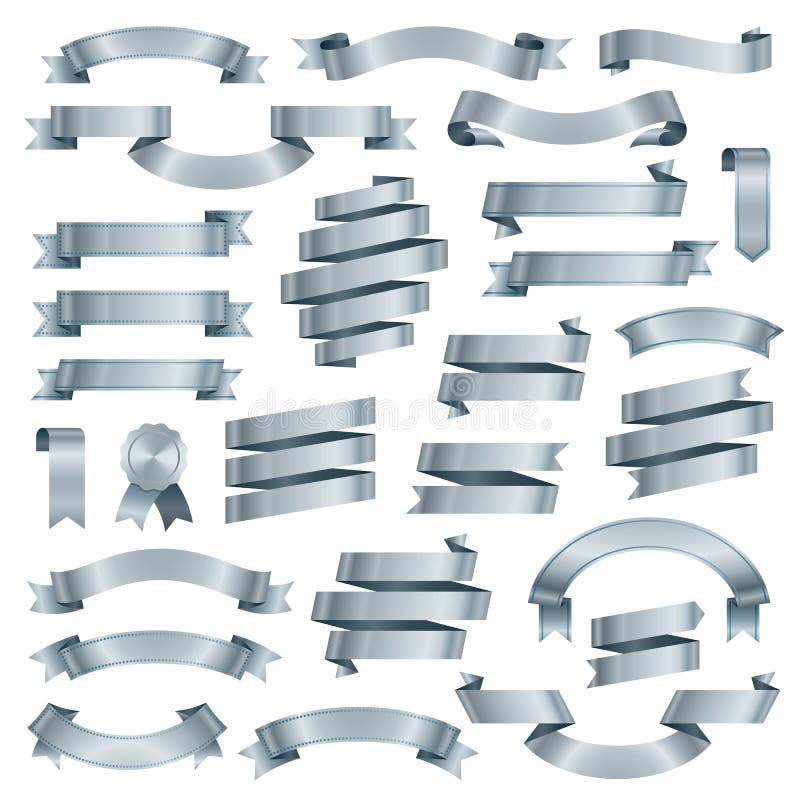 Silver Ribbon Banners Retro Collection Stock Vector - Illustration of ...