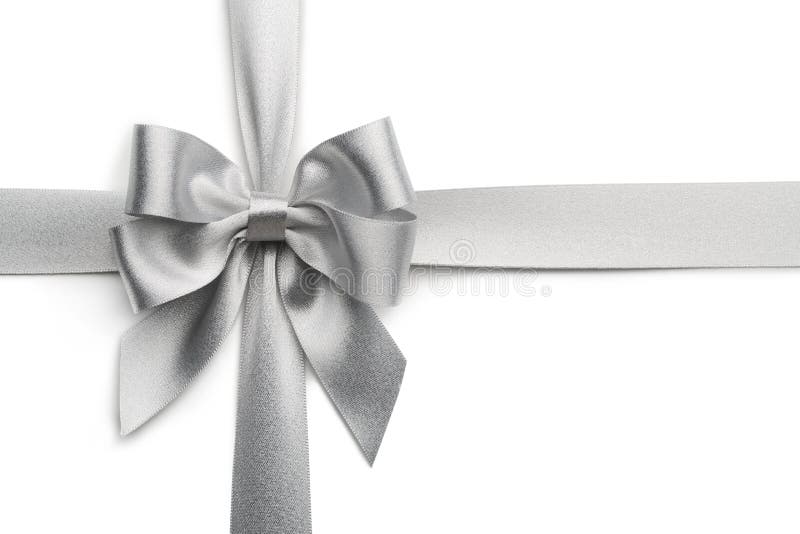 Silver ribbon bow stock image. Image of horizontal, xmas - 34260589