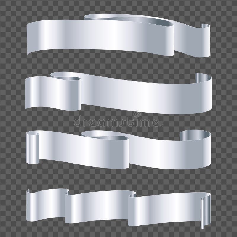 Silver Ribbon Isolated on Transparent Background Stock Vector ...