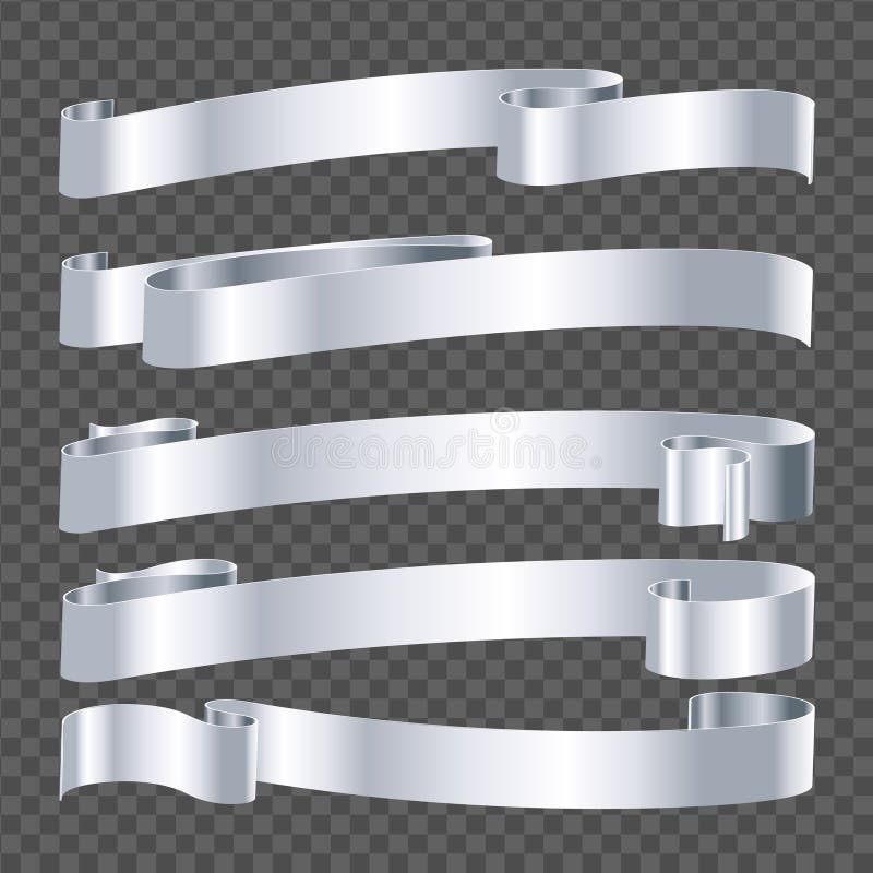 Silver Ribbon Isolated on Transparent Background Stock Vector ...