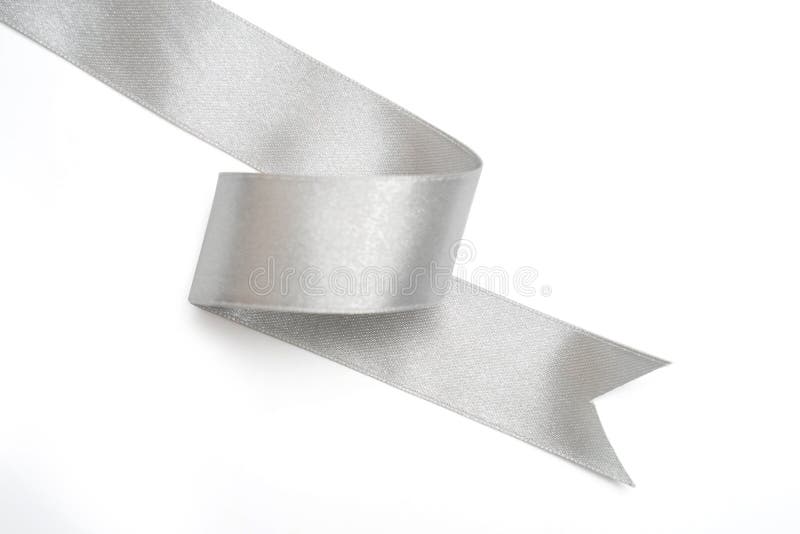Silver Ribbon in Roll on White Stock Image - Image of white, card ...