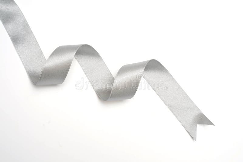 Silver Ribbon in Roll on White Stock Image - Image of shiny, card ...