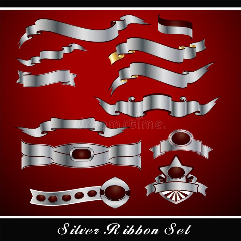 Silver Ribbon Set stock vector. Illustration of frame - 22893325
