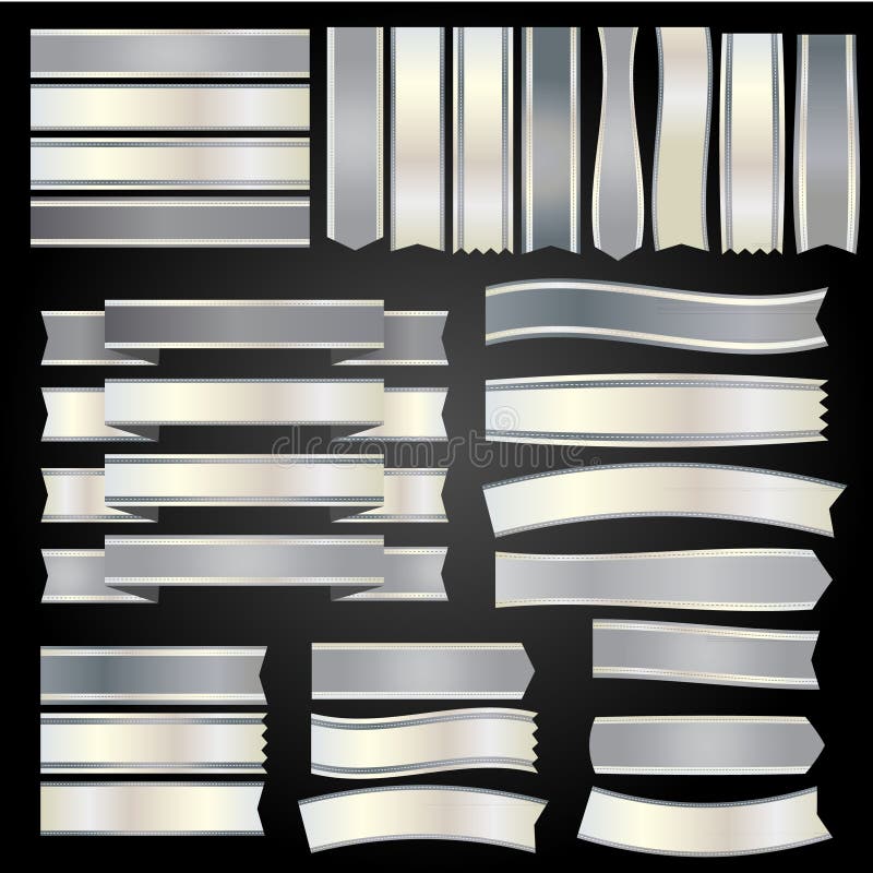 Silver Ribbons and Banners Vector Stock Vector - Illustration of ...
