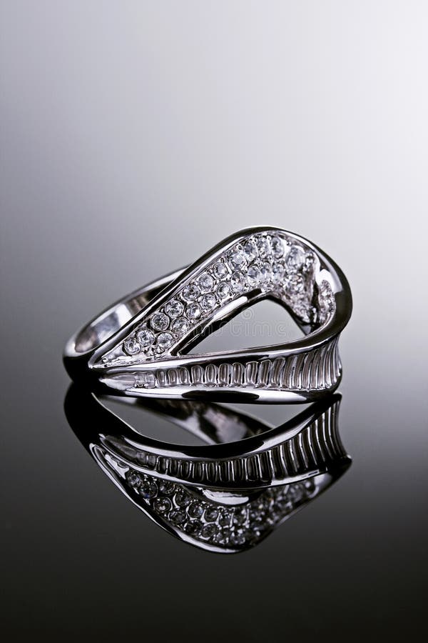 Silver ring with crystals. stock image. Image of ring - 14800139