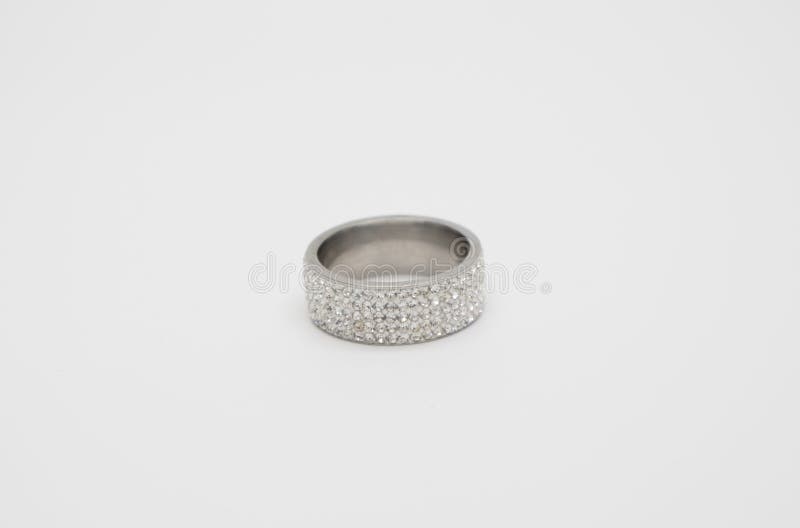 A Silver Ring Embedded with Stones of Cubic Zirconia Isolated on White ...