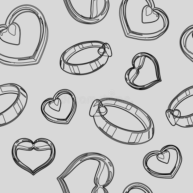 Silver Ring Outline Pattern Seamless Vector on Grey Background ...