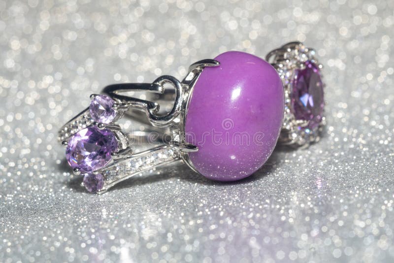 Silver Ring with Purple Stone Stock Image - Image of vintage, metal ...