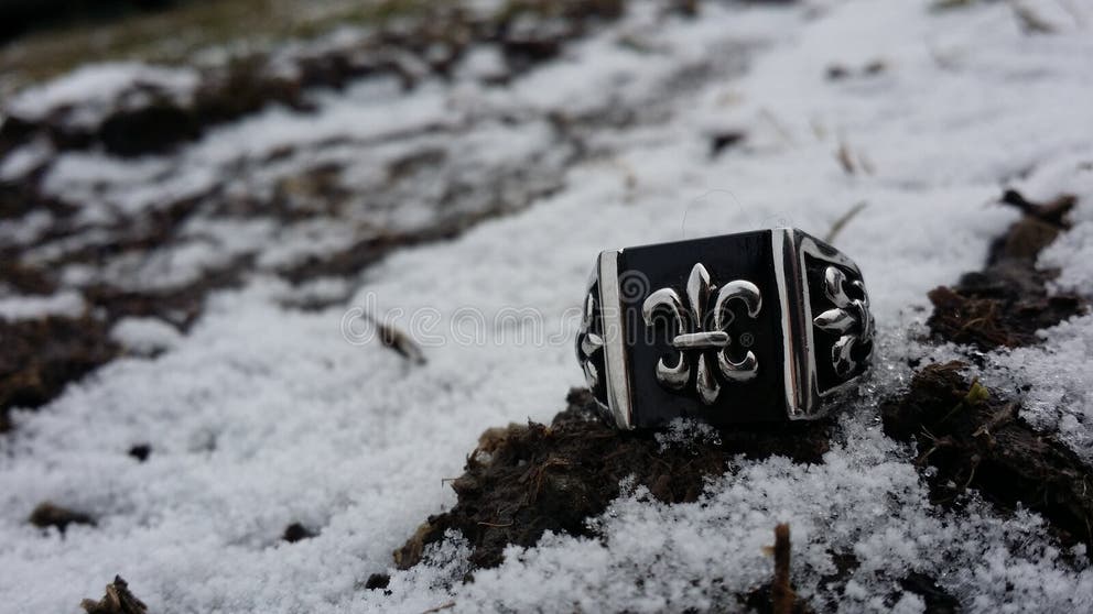 Silver ring stock image. Image of ring, jewelry, snow - 96430659