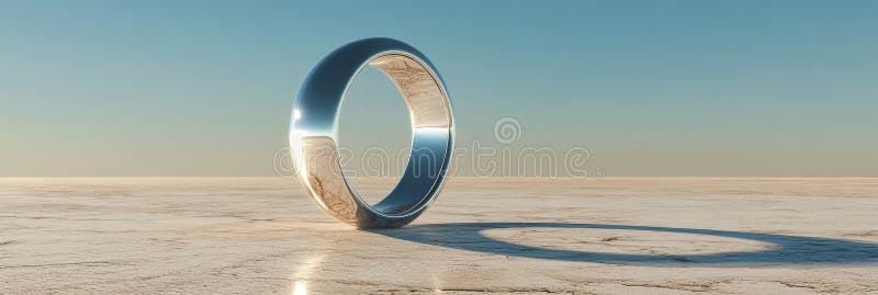 A Silver Ring Stands Tall in a Desert Landscape Symbolizing Infinity ...