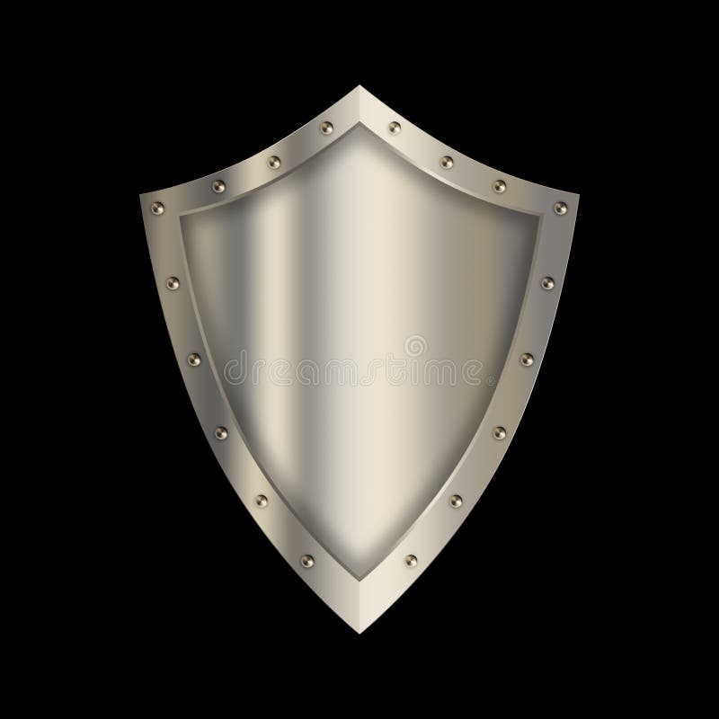Silver Riveted Shield with Swords, Wings and Ribbon. Stock Illustration ...