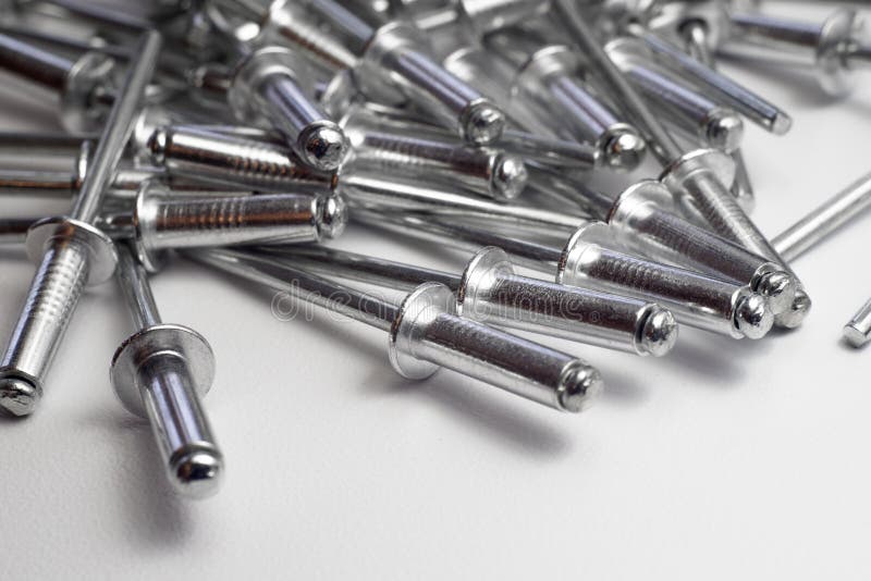 Silver Rivets on White Isolate. Chrome Traction Rivets for Hand Tools ...