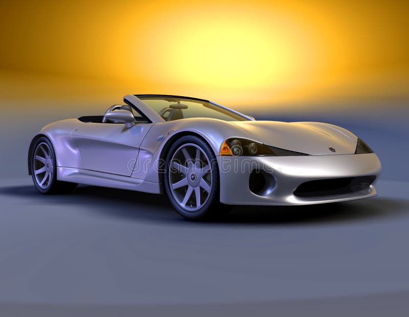 Silver Roadster Front View 1 Stock Illustration - Illustration of ...