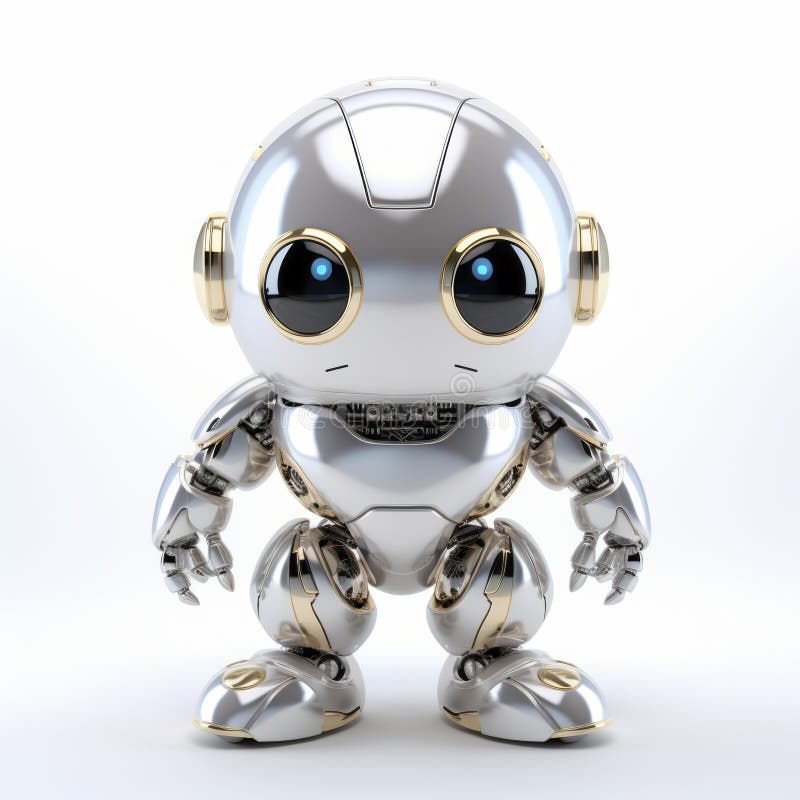 Silver Robot with Big Eyes: a Precise and Shiny Babycore Art Piece ...