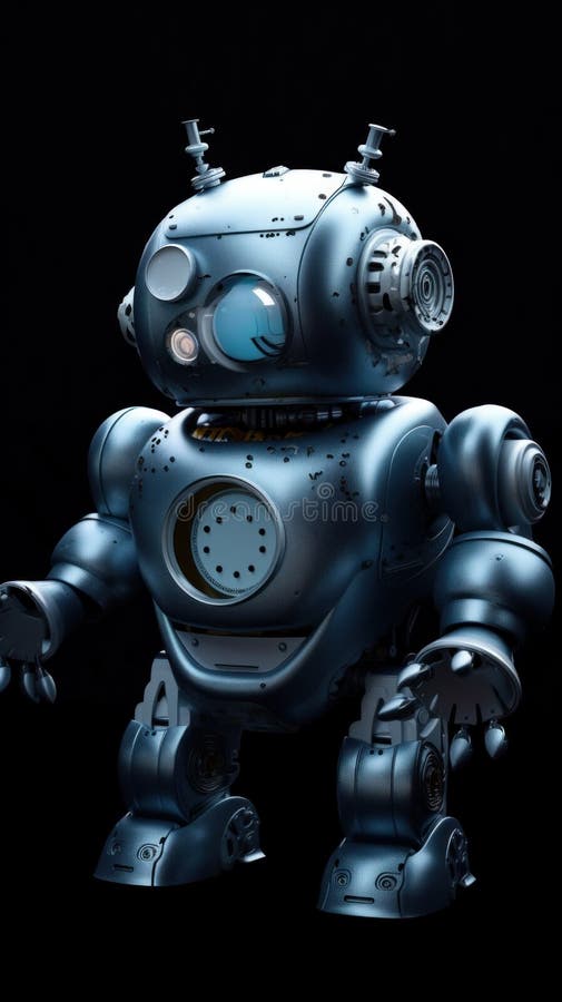 A Silver Robot with a Black Background. Generative AI Image. Stock ...