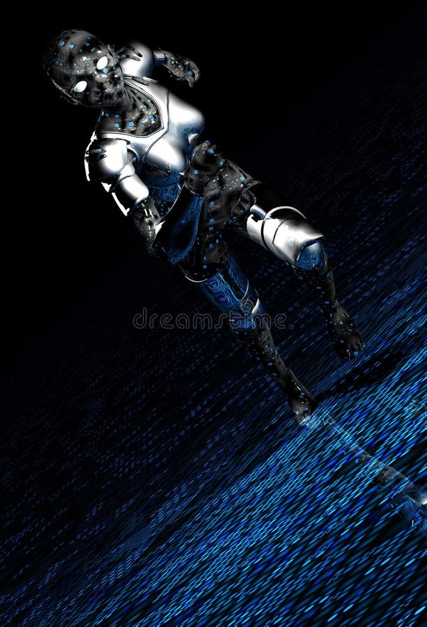 Silver robot girl stock illustration. Illustration of tech - 1513194