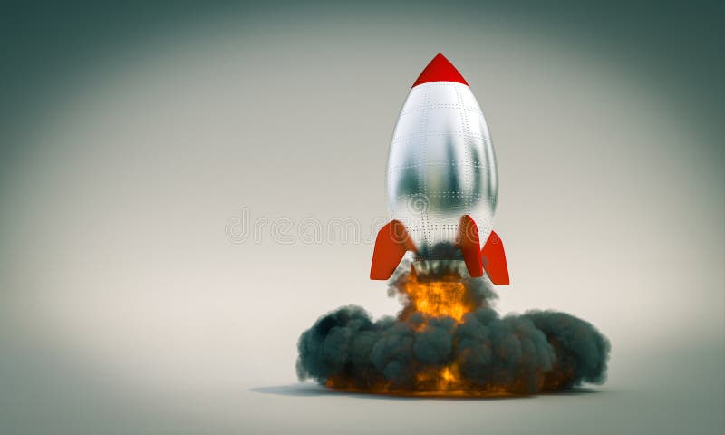 Silver rocket launching stock illustration. Illustration of progress ...