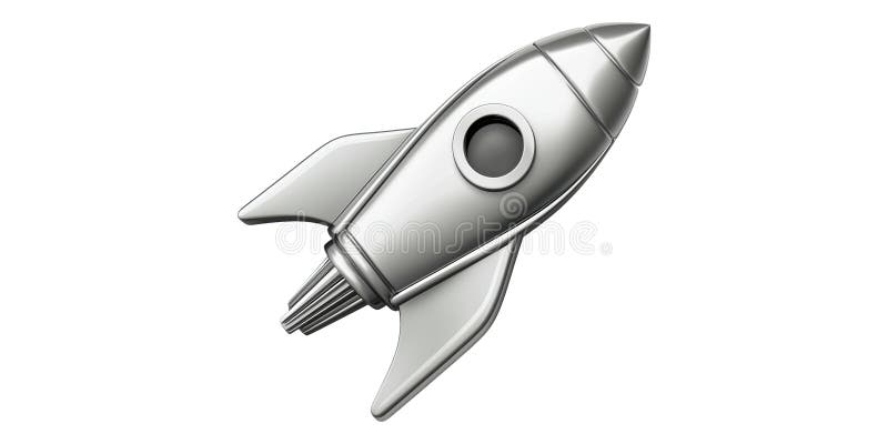 Silver Rocket Ship Icon Isolated on Transparent Background Stock ...
