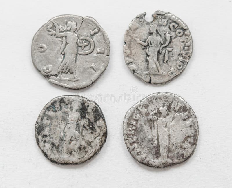 Silver Roman Coins 4-5 Century AD, Rough Work, Small Portraits Emperors ...