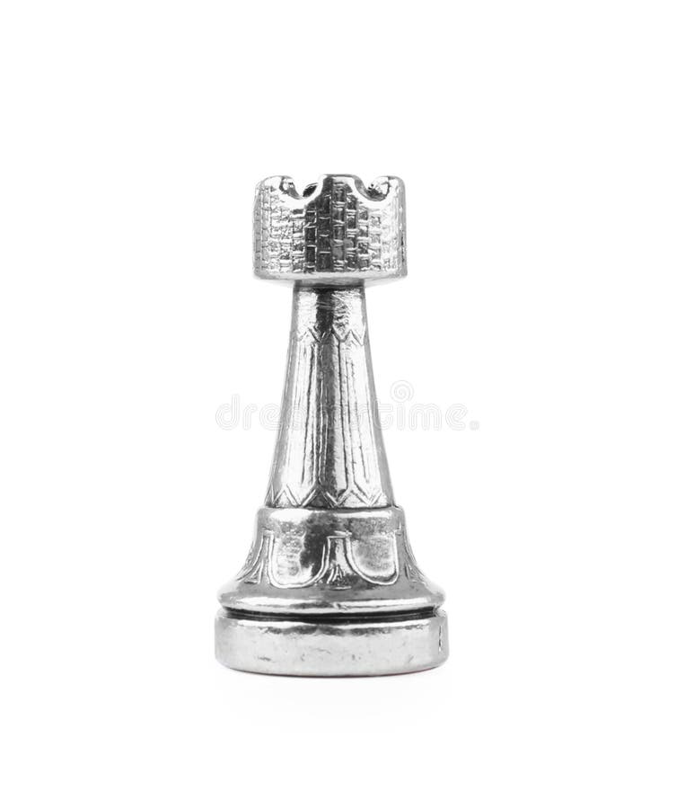 Silver Rook Isolated on White. Chess Piece Stock Image - Image of chess ...