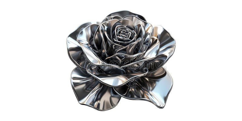 Silver Rose Flower Sculpture Isolated on Transparent Background Stock ...
