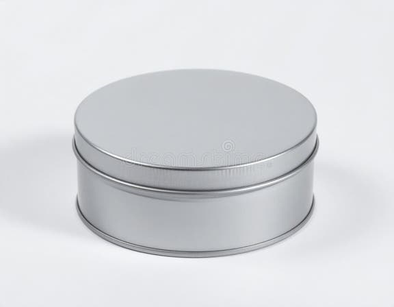 Silver Round Metal Tin Box on White Background Stock Illustration ...