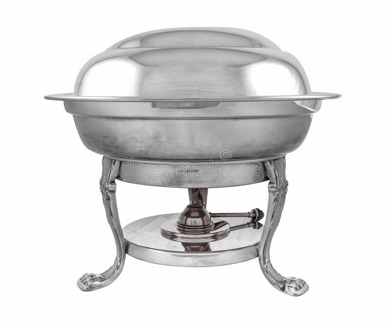 Silver Round Outdoor Grill Under the Lights Isolated on a White ...