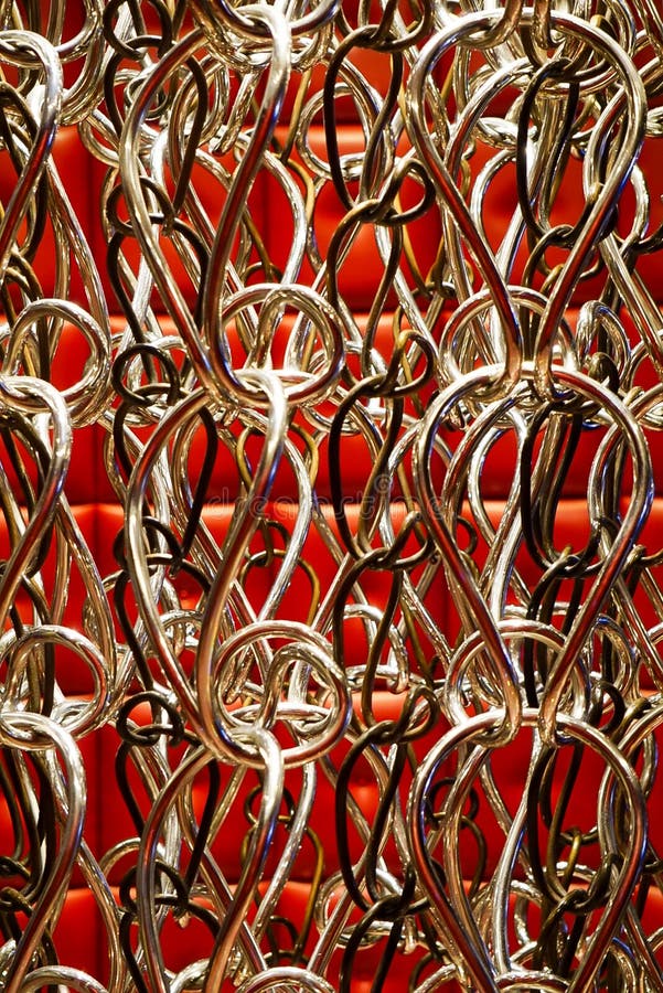 Silver Rounded Hooks in Art Design with Red Tiled Background Stock ...