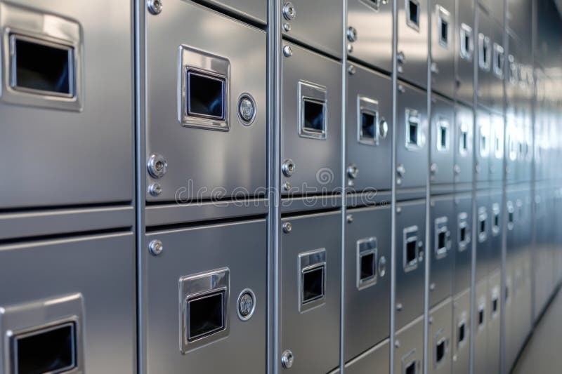 Silver Safe Deposit Boxes stock photo. Image of bank - 358883218