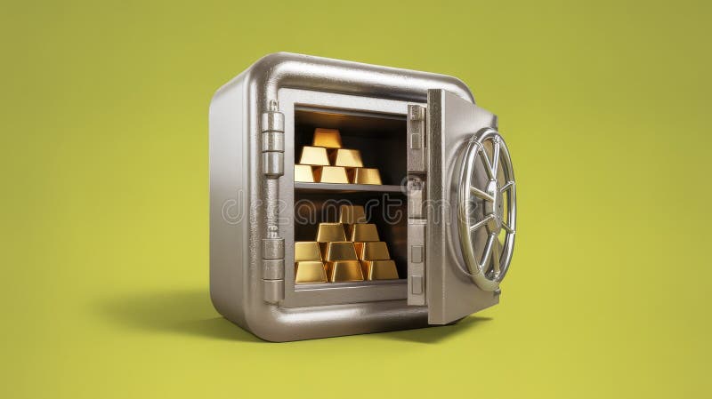 A Silver Safe Open with Stacks of Gold Bars, Symbolizing Wealth and ...