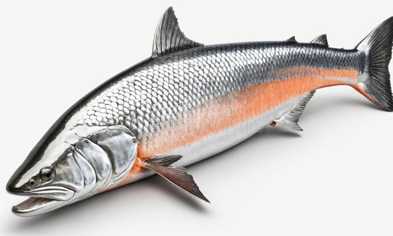 Silver Salmon Isolated on White Background Stock Illustration ...