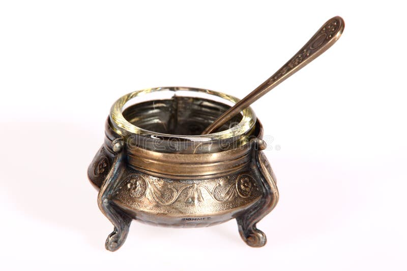Silver salt cellar stock photo. Image of powder, flavour - 13062182