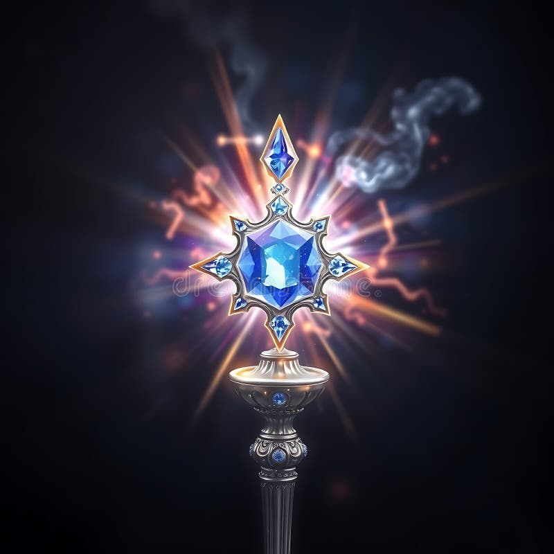 A Silver and Sapphire Scepter Glowing with Magical Energy Stock ...