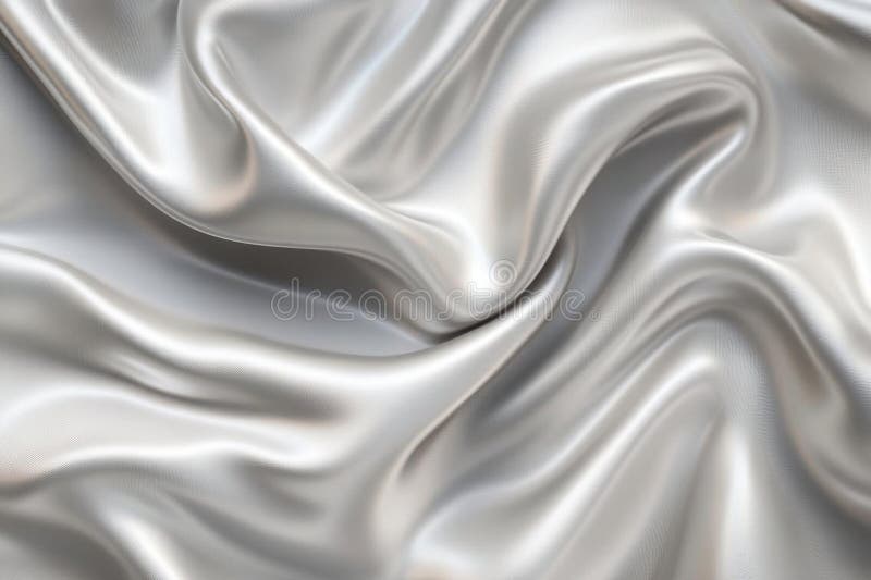 Silver Satin Drapes Flow Gracefully, Elegant Fabric Texture, Smooth ...