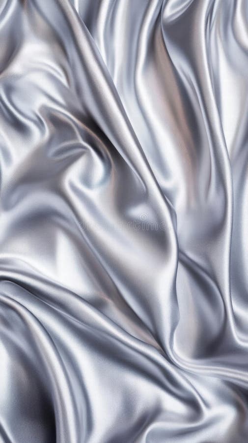 Silver Satin Drapes, Luxurious Fabric Texture, Elegant Waves, Smooth ...