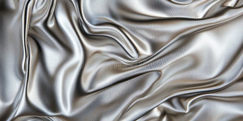 Silver Satin Fabric: Draped Texture and Soft Light, Luxurious Textile ...