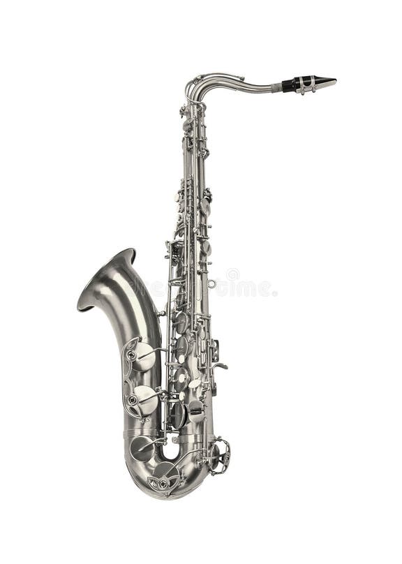 Silver Saxaphone on the White Stock Image - Image of chrome, saxaphone ...