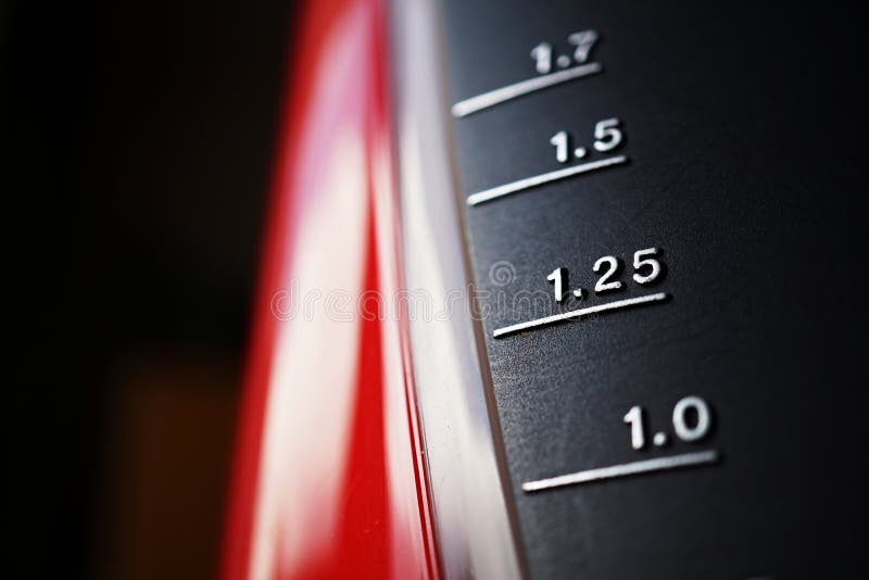Silver Scale Measuring the Volume of Liquid (displaying Units in Liters ...