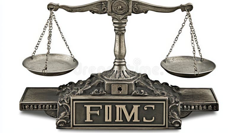 Silver Scales of Justice Rest on a Wooden Base with a White Background ...