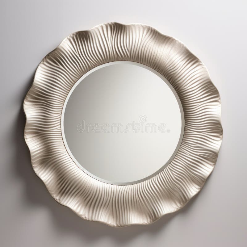 Silver Scalloped Wall Mirror with Shiny Bumpy Texture Stock ...