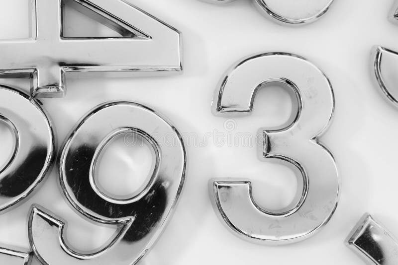 Silver Scattered Numbers on the Table for Mathematics Stock Photo ...