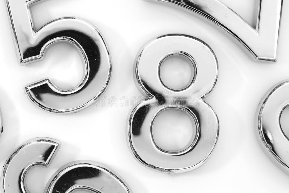 Silver Scattered Numbers on the Table for Mathematics Stock Photo ...