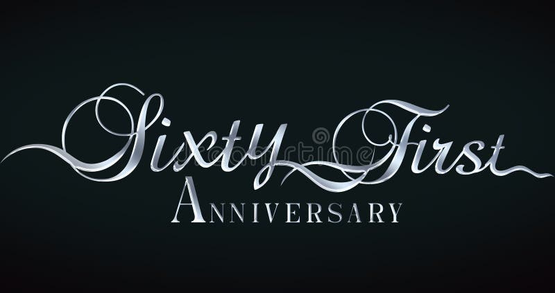 61st Anniversary Isolated Silver Lettering on Transparent Background ...