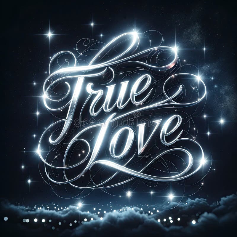 Silver Script of Romance stock photo. Image of night - 299874522