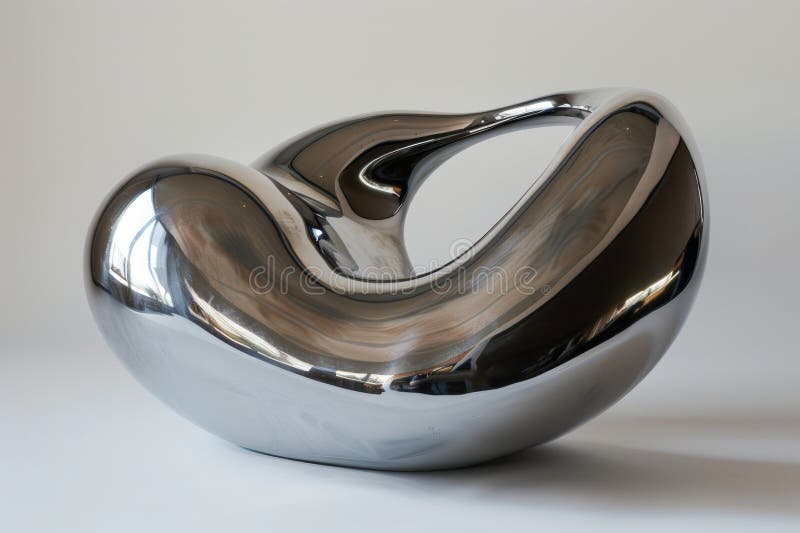 A Silver Sculpture Elegantly Displayed on a White Table, a Metallic ...