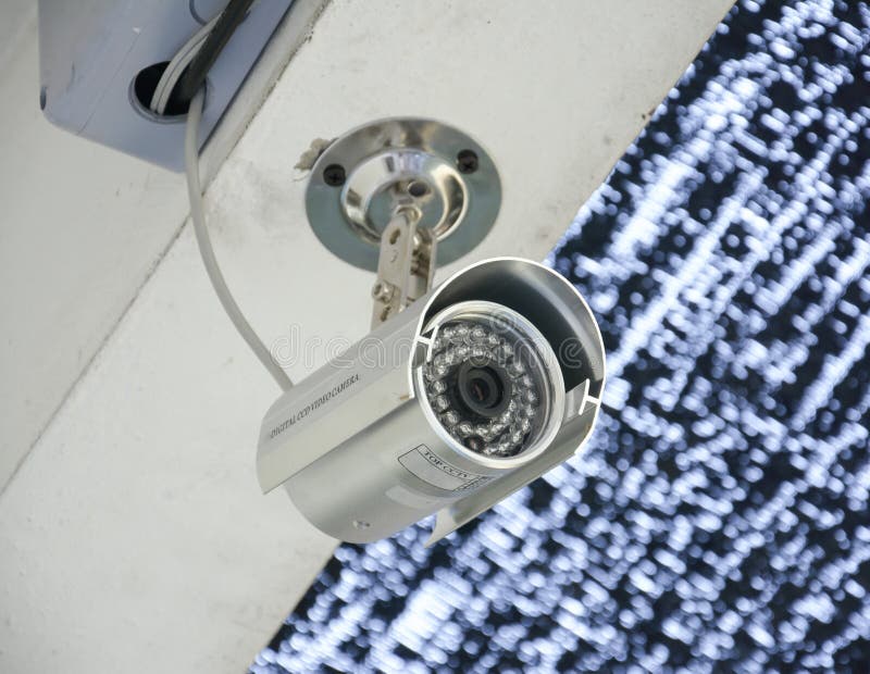 Silver Security Camera or CCTV Stock Photo - Image of roof, home: 41475298